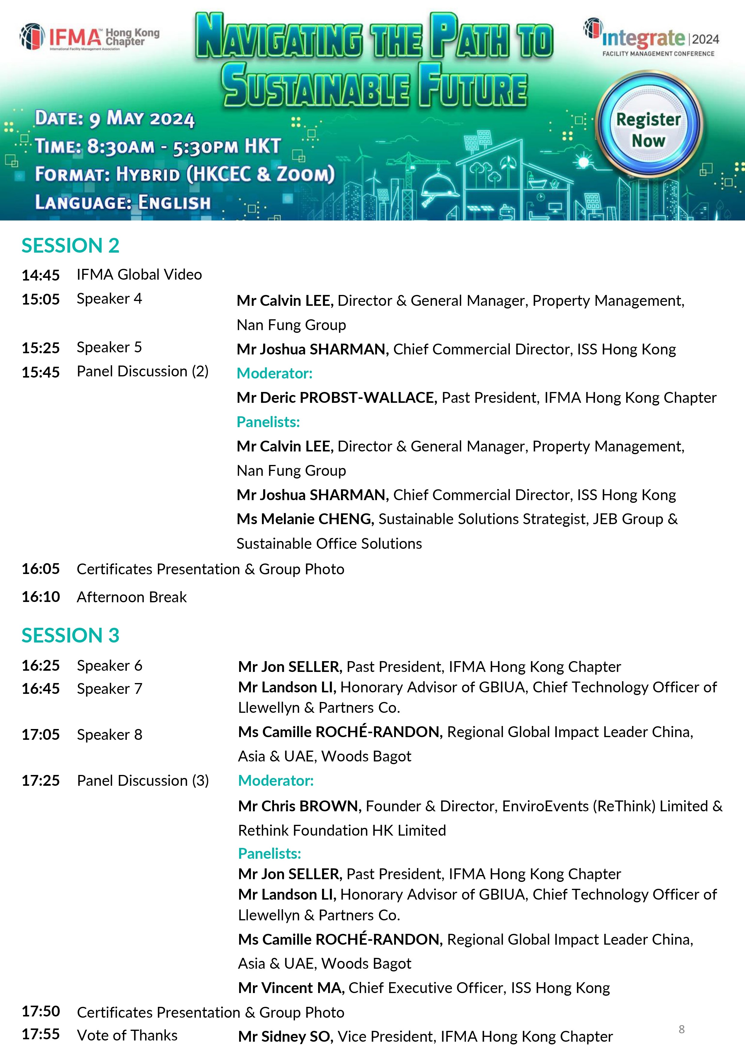 Program Rundown | IFMA HK International Facility Management Association
